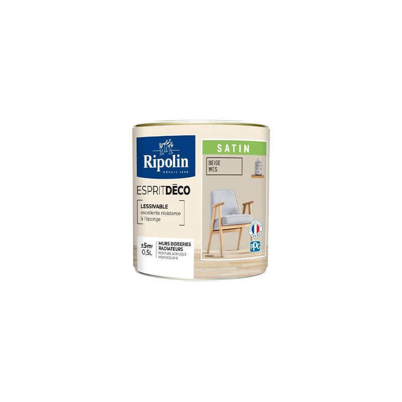 Peinture Esprit Deco Satin 0,5L Beige Wes Ripolin - Séguret Décoration